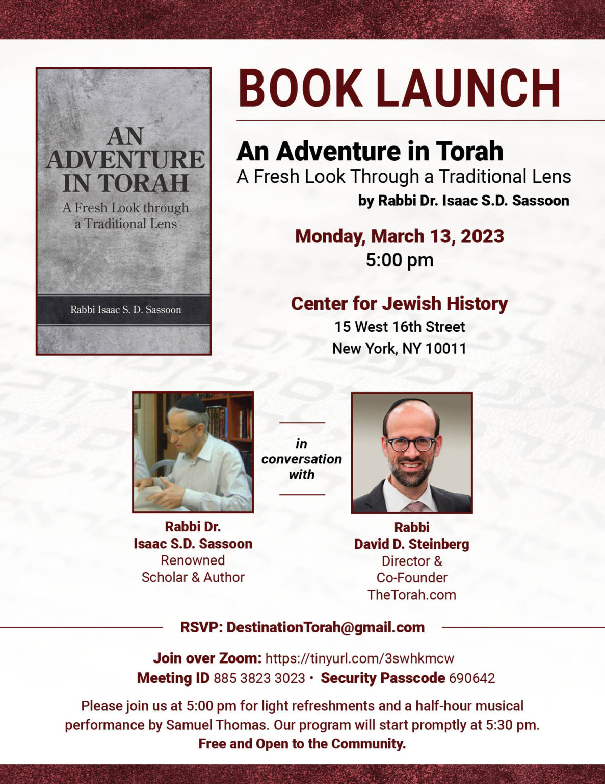 Rabbi Dr. Isaac S. D. Sassoon publishes An Adventure in Torah (Book ...